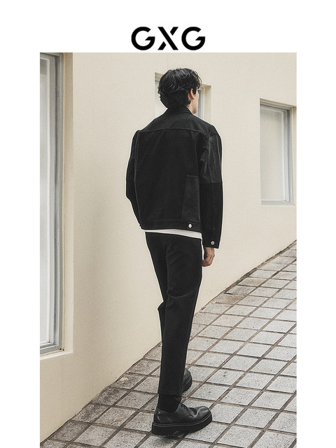 GXG men's clothing, color block splicing denim jacket, men's trendy retro casual jacket, men's ...