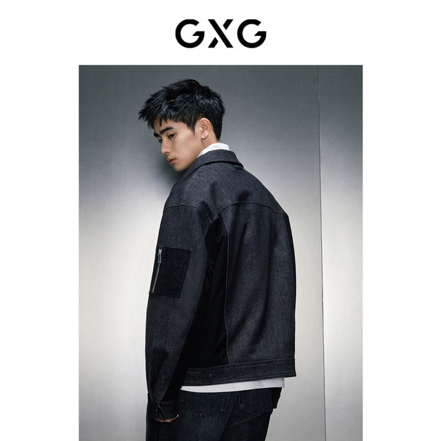 GXG Men's Black Warm Holding Cowboy Jacket 23 Winter New Product GEX1E827174
