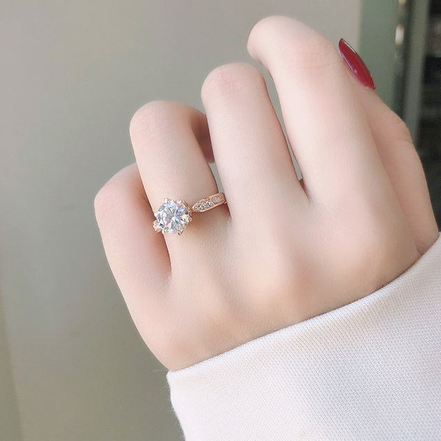 Zircon ring for women wedding simulation 2 carat new high-end ...