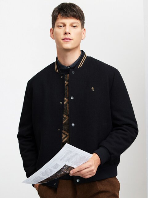Dances with Wolves Wool Baseball Collar Jacket Men's 2024 Autumn and ...