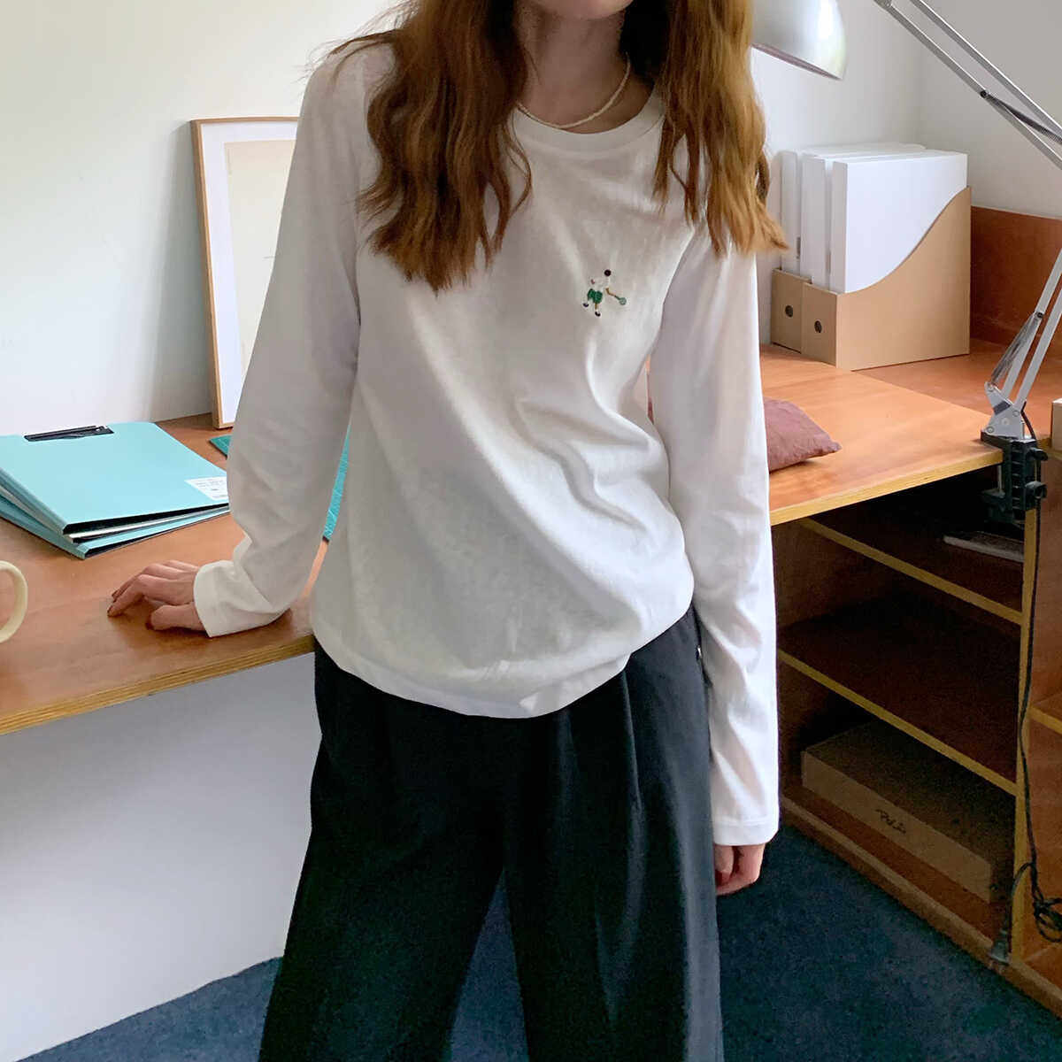 Big Blowing Women's Early Autumn Minimalist Solid Color Embroidery ...