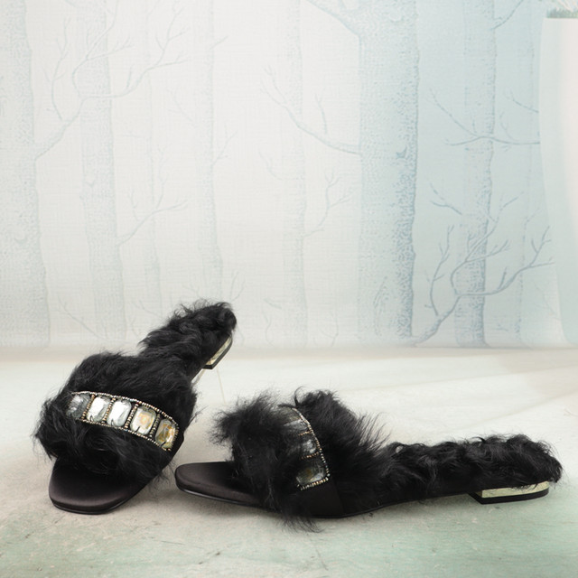 PP wool leather leather color diamond decoration low heels European and ...