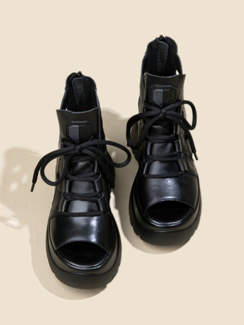 Fashionable leather inner height increase of 10CM fish mouth sandals ...