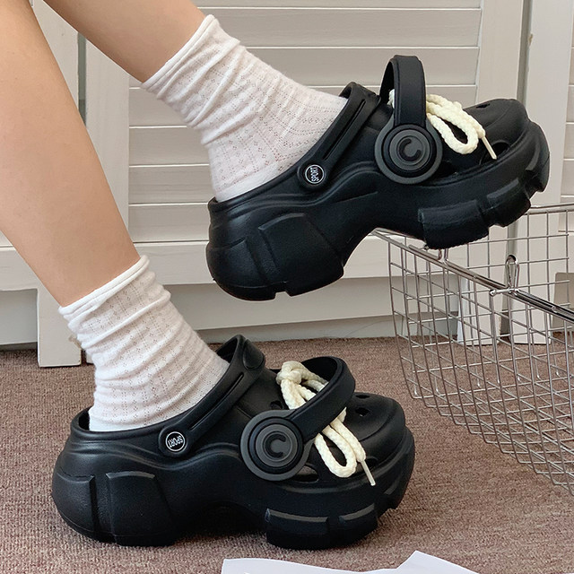 Punk Style Headphone Croc Shoes Women's Thick Sole Increased Summer ...