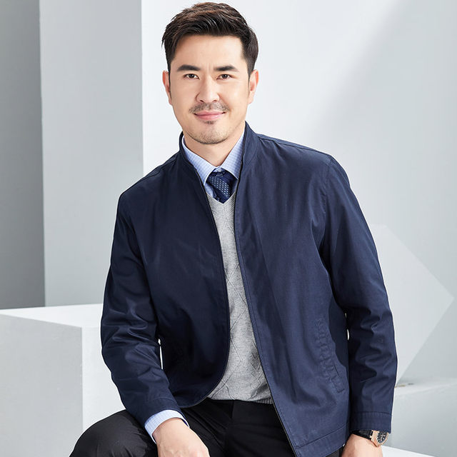 Hongdu cotton lapel single jacket men's spring and autumn jacket ...