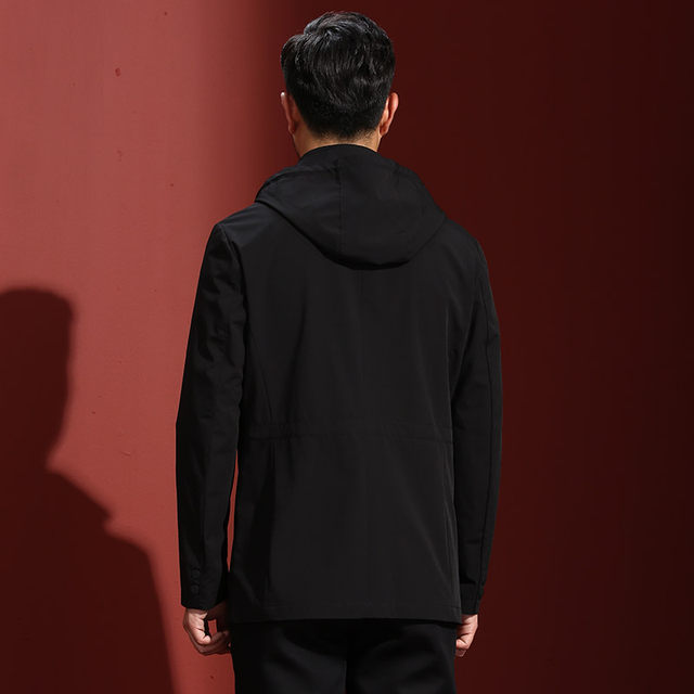 Hongdu Autumn Middle-aged Men's Jacket Casual Removable Hat Dad Wear ...