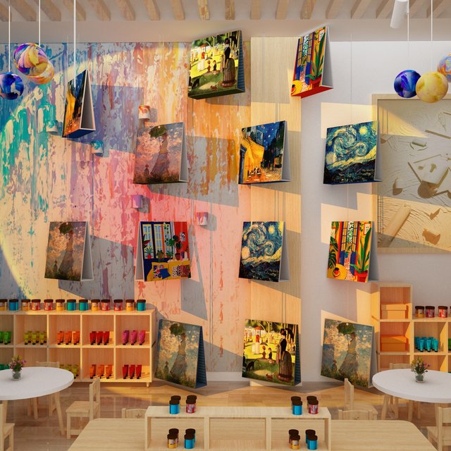 Studio exhibition layout art classroom atmosphere decoration ...