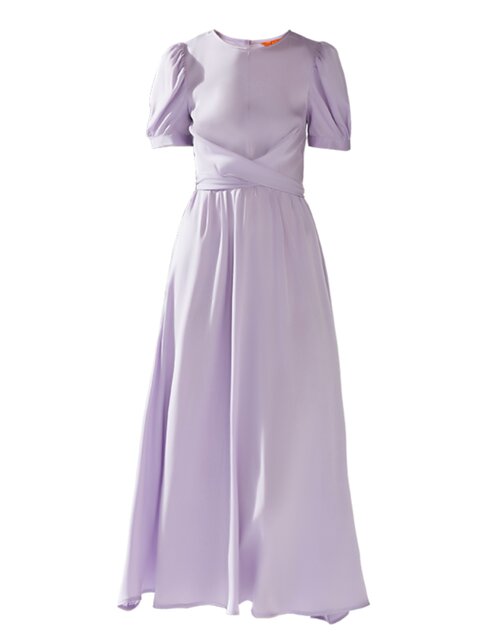 2024 Summer new heavy silk taro purple temperament medium long skirt ...