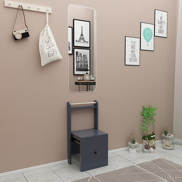 Invisible ultra-thin hole-free folding shoe-changing stool door wall ...