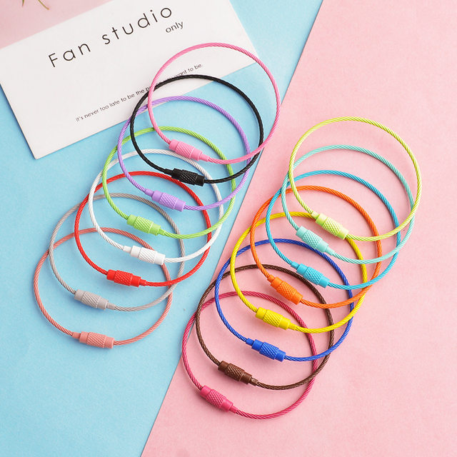 Steel wire rope Key ring color spray paint rotating screw buckle ...