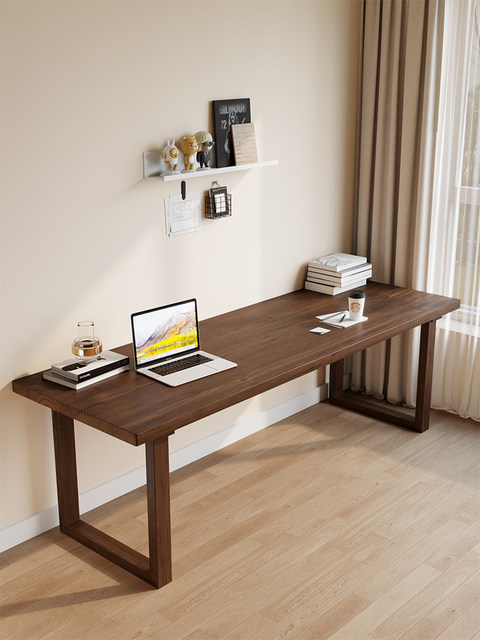 Solid wood large table, simple modern desk, home computer table, double ...