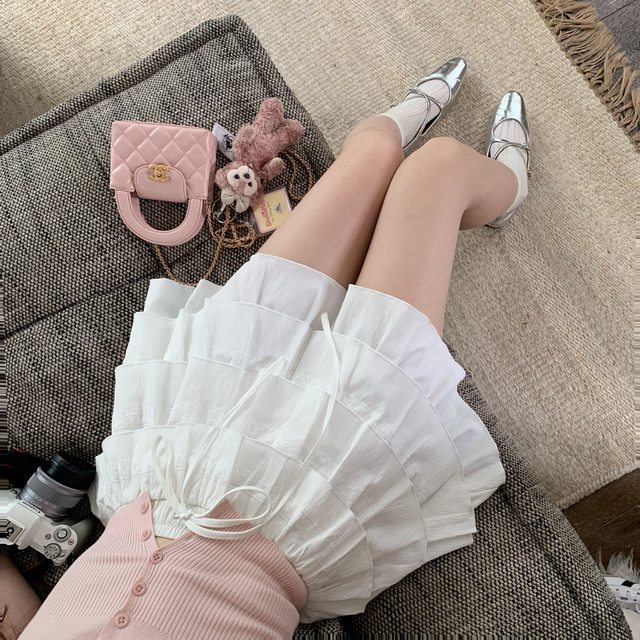 Stupid Family Jiaojiao Korean Women's White Cake Skirt Female Summer ...