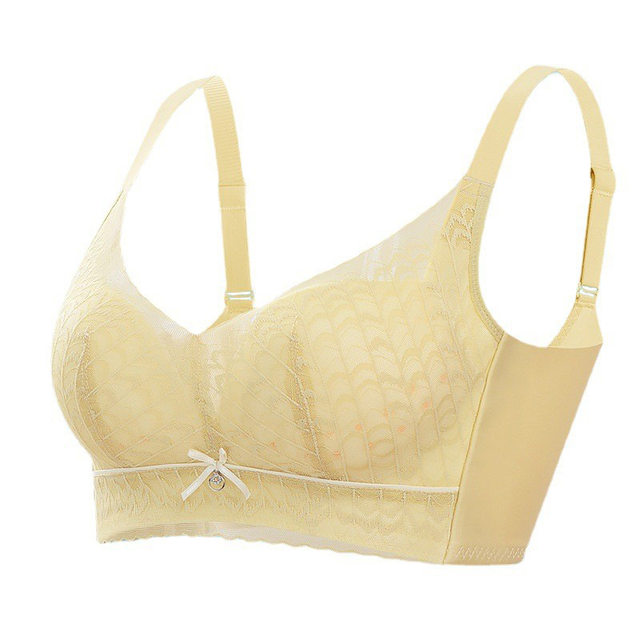 Side bone bra for women without rims, pierced cup, large breasts, small ...