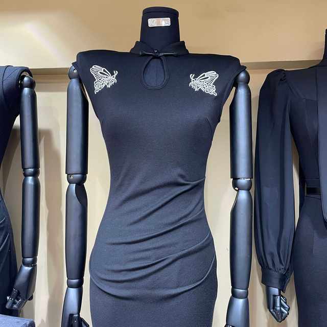 LUO new Chinese style heavy industry embroidered butterfly slit ...