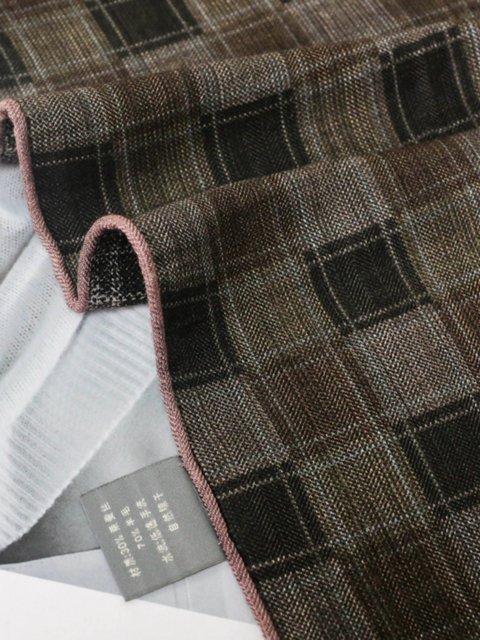 Silk wool Japanese checkerboard 70 square scarf silk wool double-sided ...