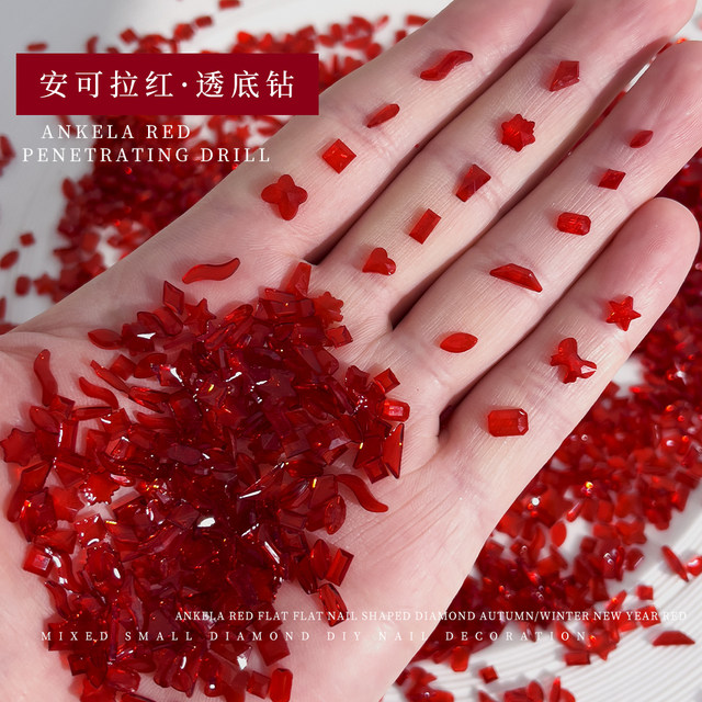 New Year's Anchor Red Mini Flat Bottom Diamond Nail Art Accessories ...