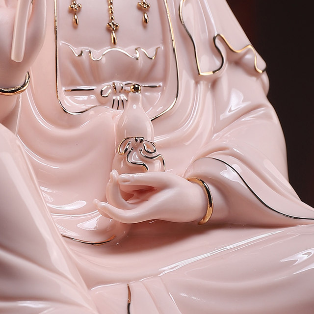 Dai Yutang Ceramic Ornaments Cihang Real God Statue Red Gold Color ...