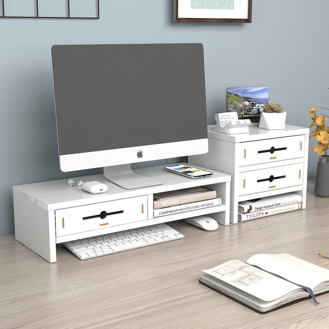 Desktop computer elevated monitor screen elevated platform double-layer ...