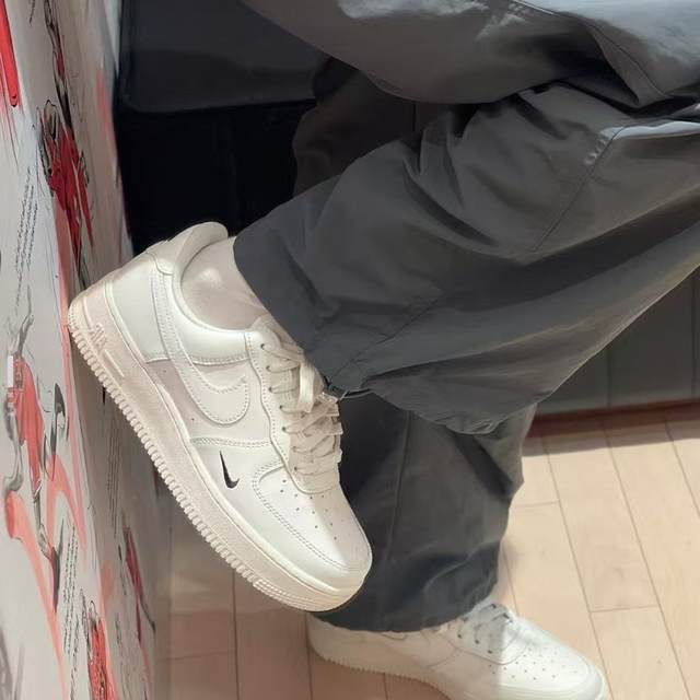 Nike Air Force 1 Nike women's shoes AF1 white cream double hook air ...