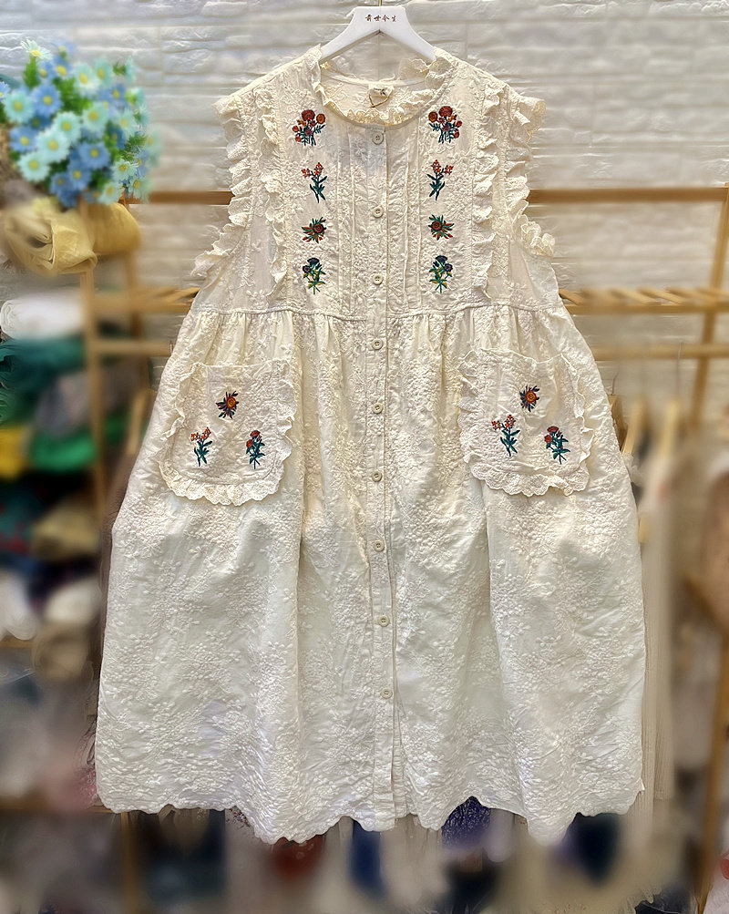 Bear Girl Vest Dress/Fully Embroidered Pure Cotton/Summer Thin Forest ...