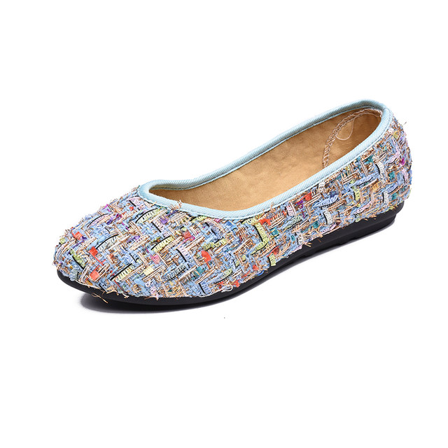 Old Beijing cloth shoes, women's flat shoes, soft-soled beanie shoes ...