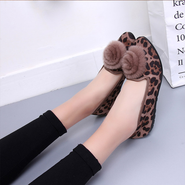 Old Beijing cloth shoes, rabbit fur, Korean style shallow mouth women's ...