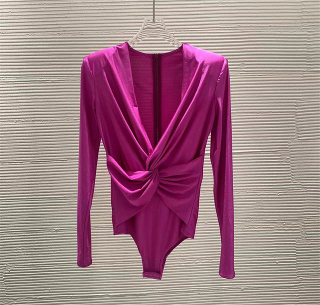 French niche design kink V-neck sexy low-cut long-sleeved T-shirt ...