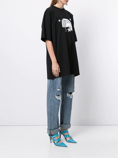 Spot Vetements Rainbow Consortium Star Long Bar Round Neck Loose Short ...