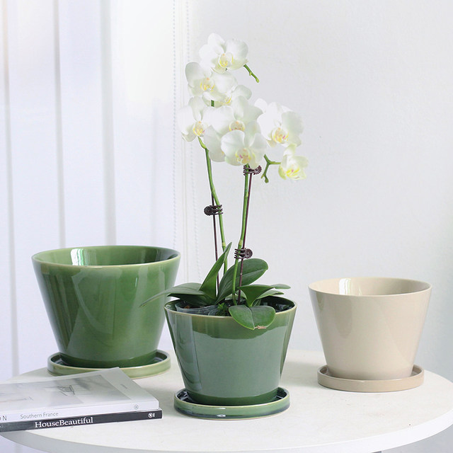 Foreign trade ceramic flower pot retro phalaenopsis special orchid ...
