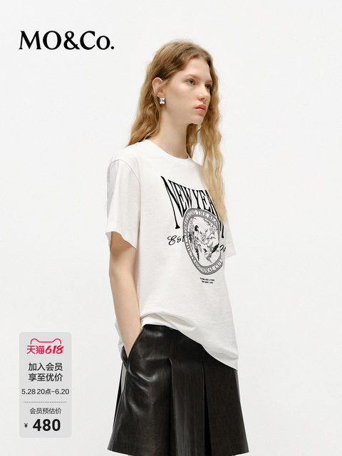 MOCO new Chinese T-shirt 2025 spring new product Flocking Printed Short ...