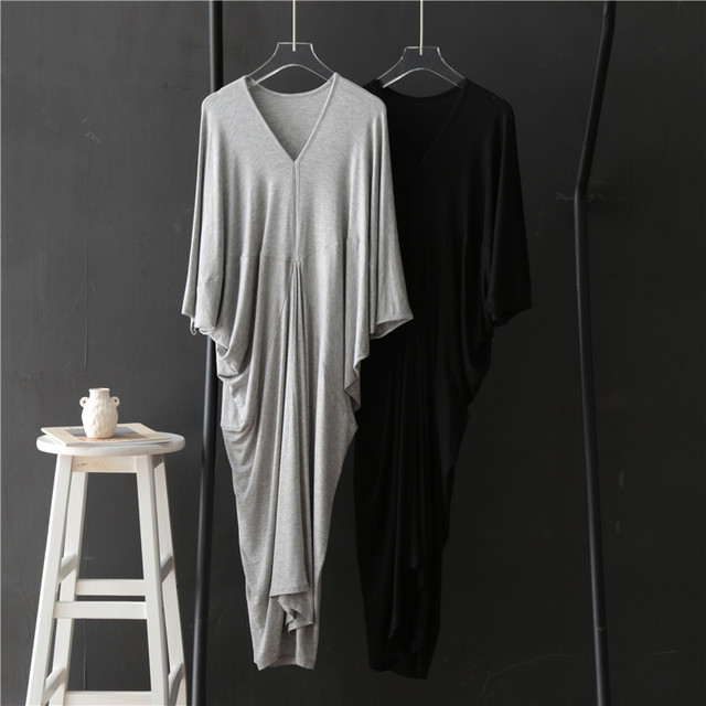 French elegant lazy modal dress for women spring 2025 long bat sleeve ...