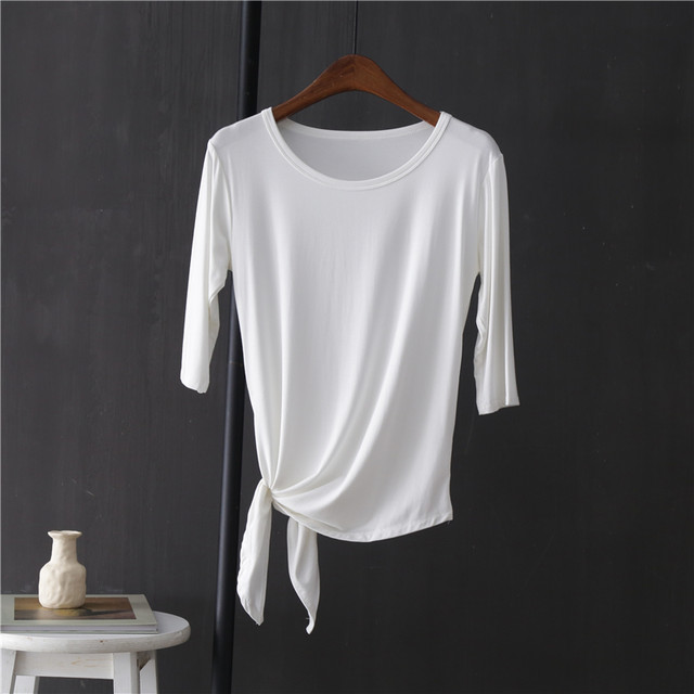 Modal T-Shirt Women's Summer Thin Soft Dance Clothing with Diagonal Hem ...
