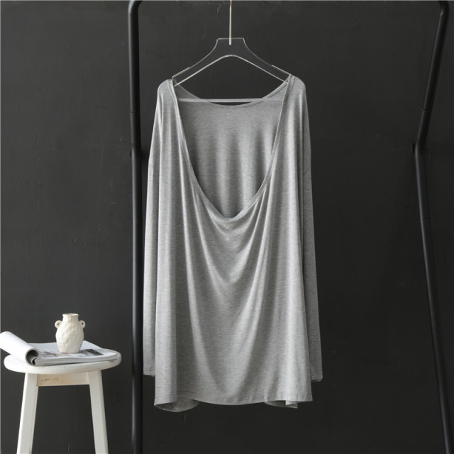 Sexy Backless Shirt with Slit and Open Back, Modal T-Shirt for Women ...