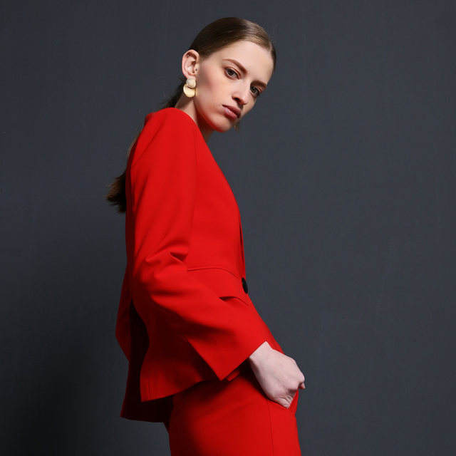 Minxuan Red Suit Women's 2024 Designer Backless Temperament Jacket Host ...