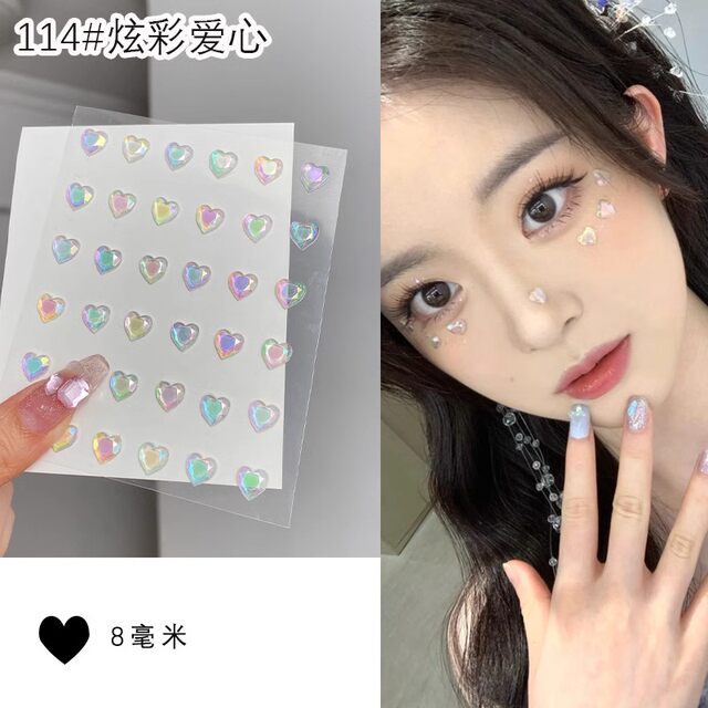 Face accessories Face makeup stickers Candy color Love heart drill eye ...