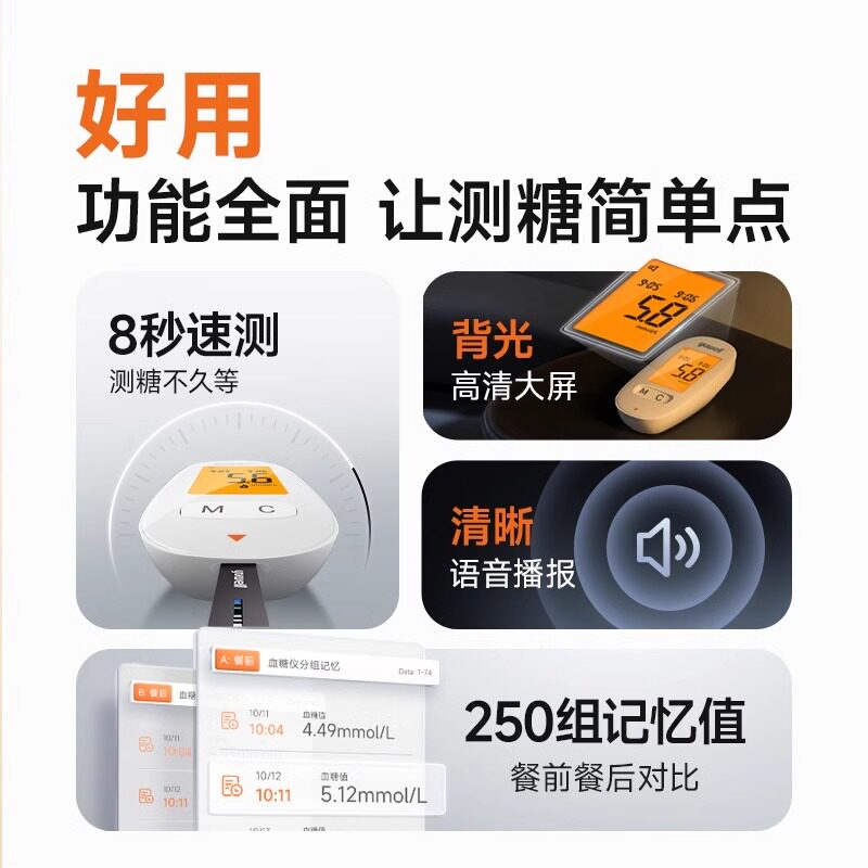 Fish Leap Yuyue 590 Blood Glucose Meter Kit with Voice Broadcast