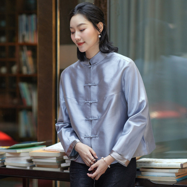 Fiyang Chinese literary retro plate buckle loose stand -up collar is ...