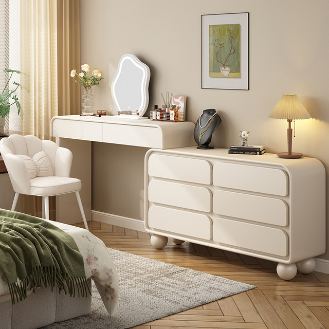 All solid wood dressing table, cupboard, integrated cream style ...