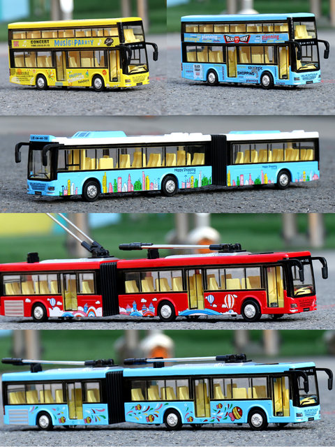 Large alloy buses toy bus model bus boys dual -layer bus children toys