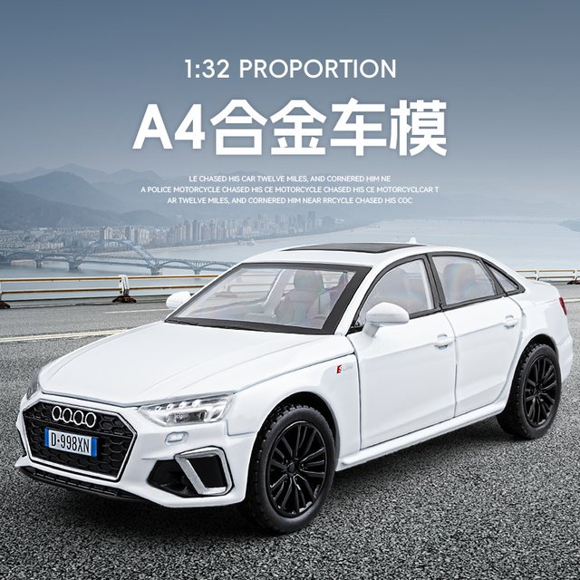 1:32 Audi A4L car model alloy car simulation children's toys sound and light pull back boy ...