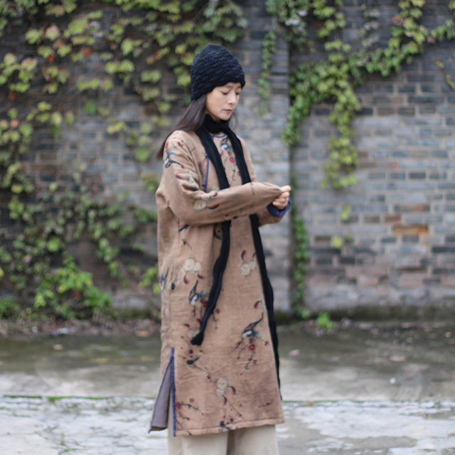 New Chinese -style cheongsam tea clothing makes old print cotton robe ...