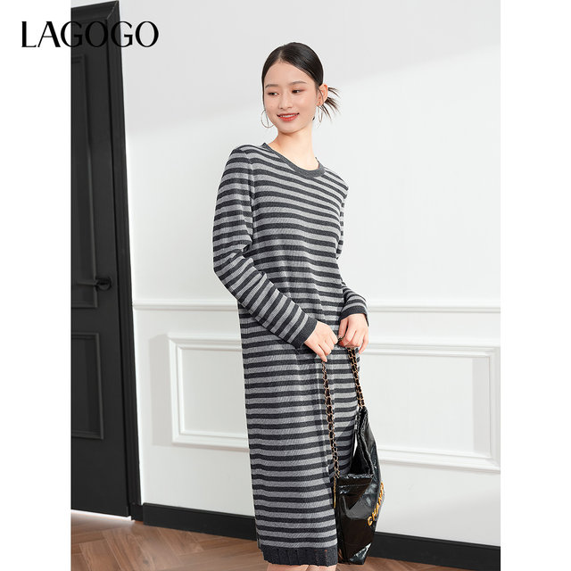 LAGOGO Lagugu temperament knitted skirt women's 2024 winter new ...