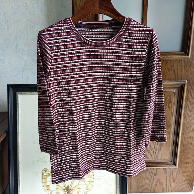 Colored pure silk silk puff silk mulberry silk round neck 7-point ...
