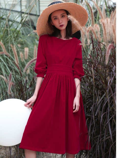 Autumn and winter new French retro waist slim skirt Golden velvet ...