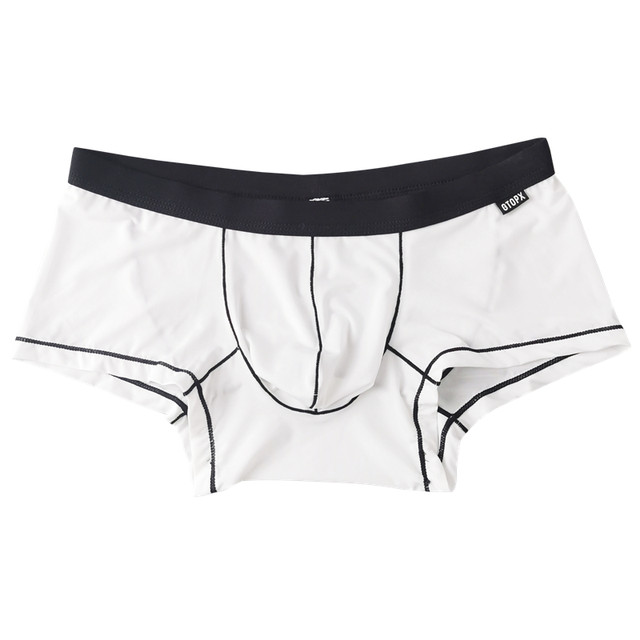 2 Pack Men's Underwear Boxers Low Waist Narrow Edge Sexy Ice Silk Thin ...