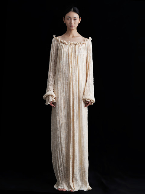 cicidream Victorian classical oil painting style robe Undyed linen ...