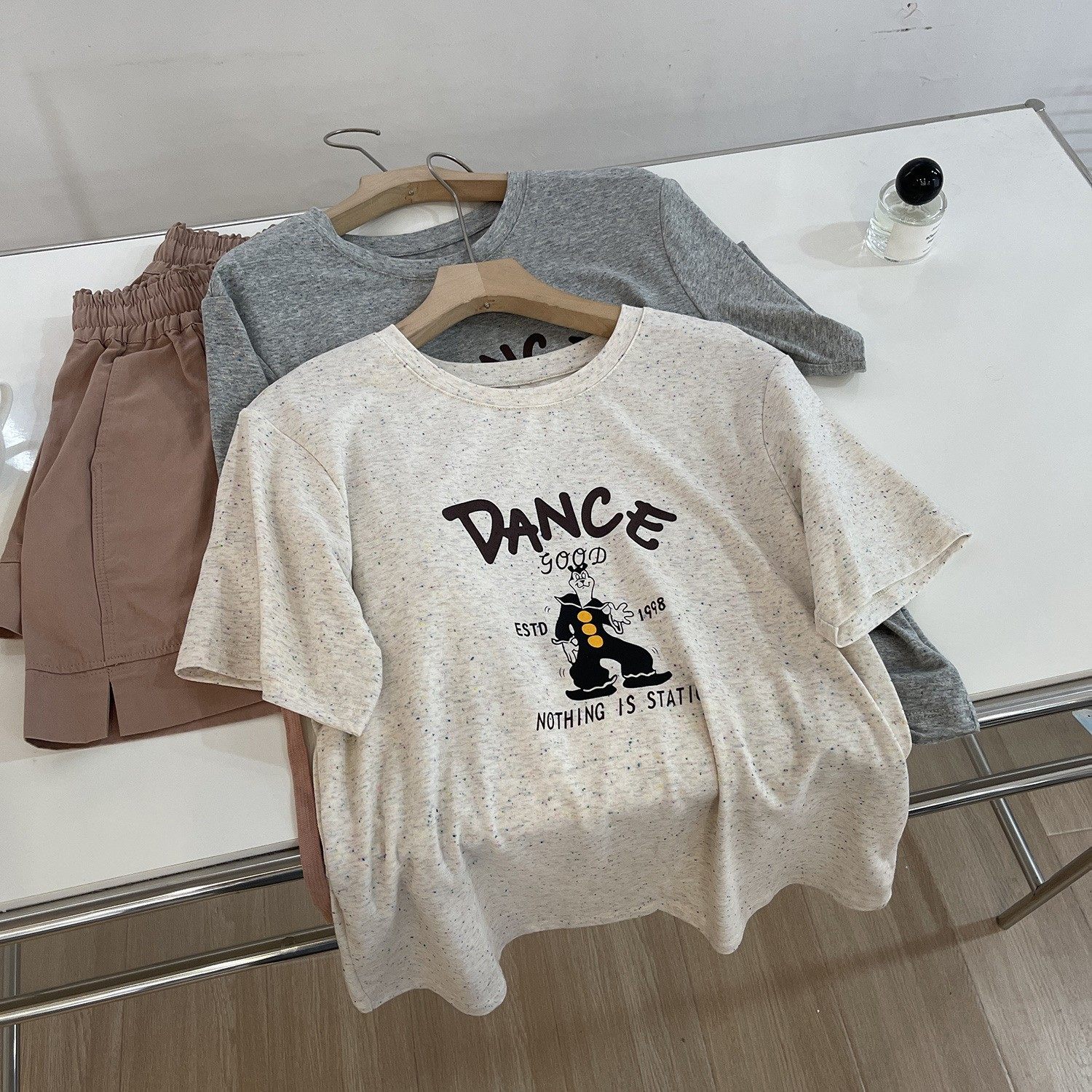 *nancy*Japanese colorful dotted cartoon letter print age-reducing short ...