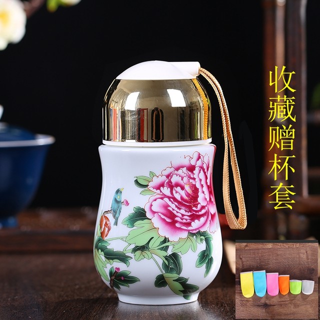 Jingdezhen Ceramic Cup Women's Covered Water Cup Blue and White ...