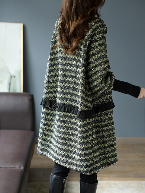 Poishi V -neck stripes bright silk loose coat 2025 knitted stitching ...