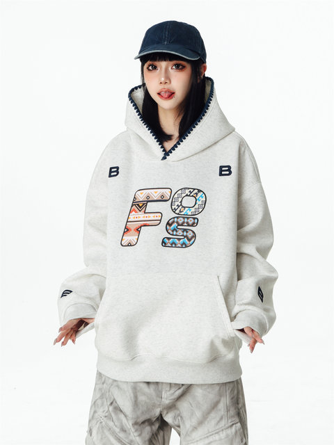 Kesoak National Trend Design Letter Print Hooded Sweatshirt for Women ...